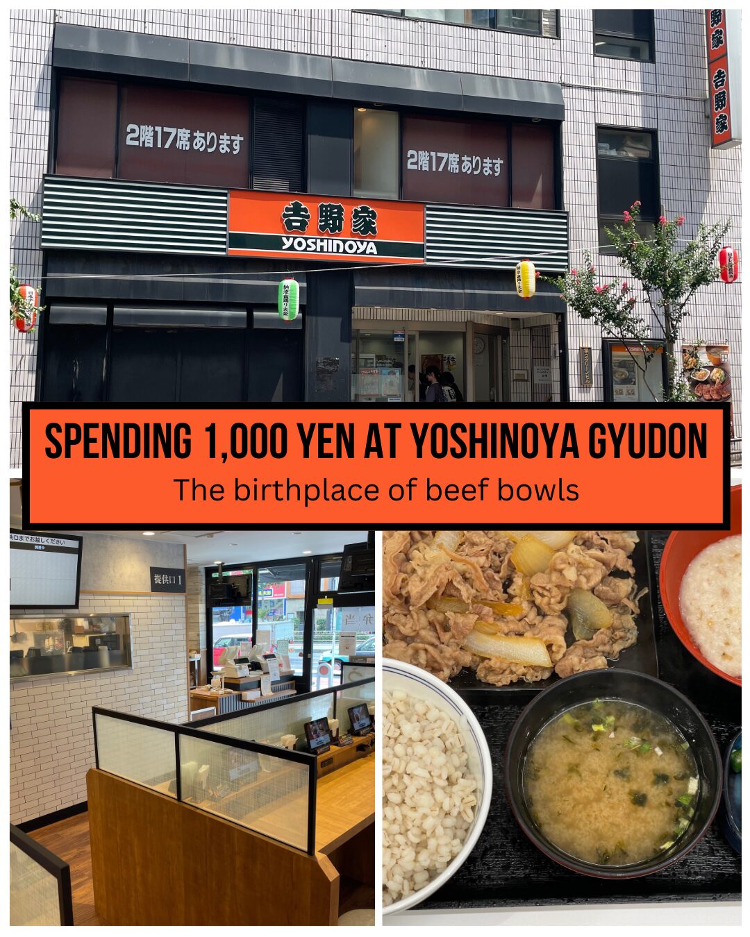 Spending 1,000 Yen at Yoshinoya Gyudon: The Beef Bowl Birthplace